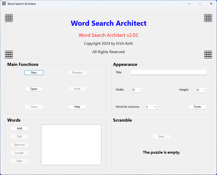 Word Search Architect – Erich Kohl